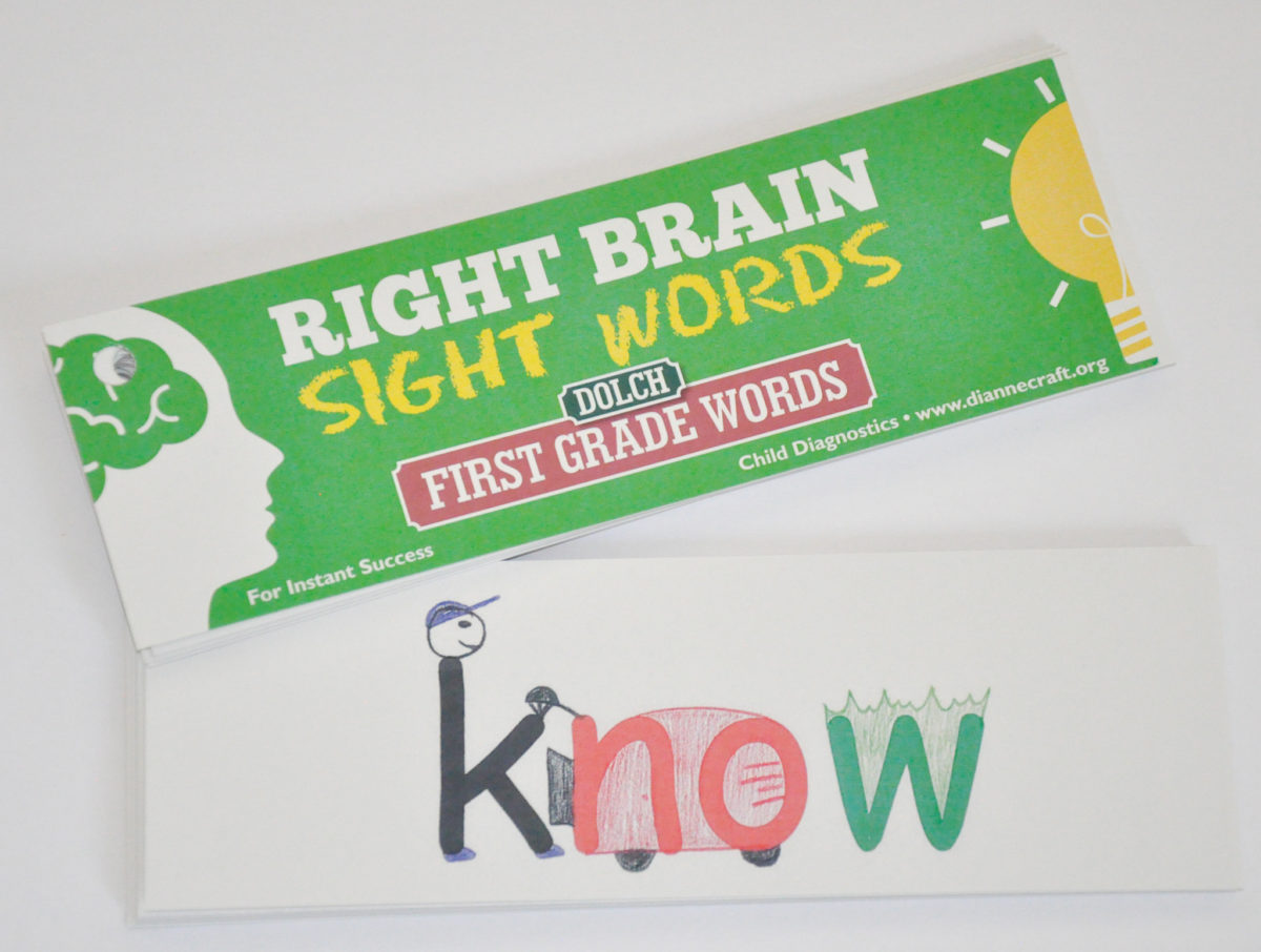 Right Brain Dolch First Grade Sight Word Cards - Child Diagnostics