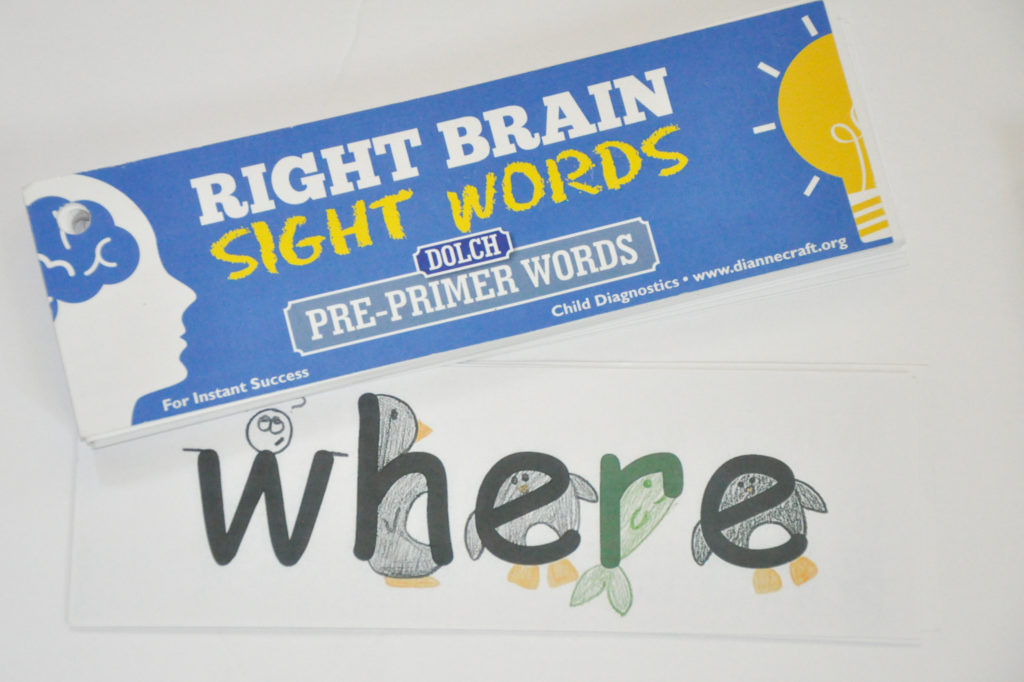 Right Brain Dolch Pre-Primer Sight Word Cards - Child Diagnostics