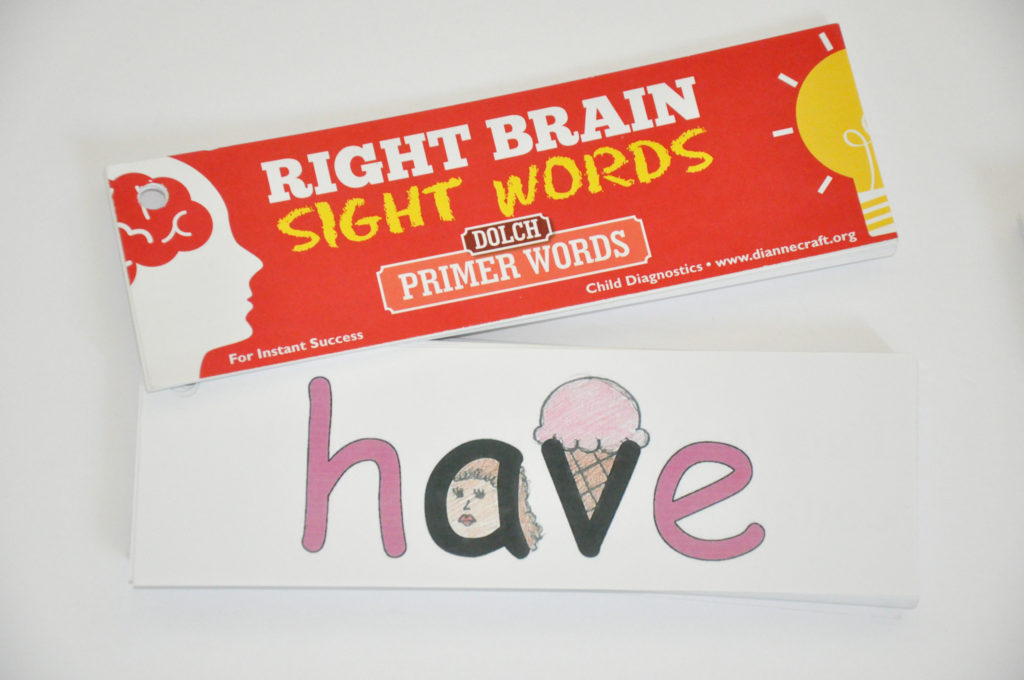 Right Brain Dolch Primer Sight Word Cards - Child Diagnostics