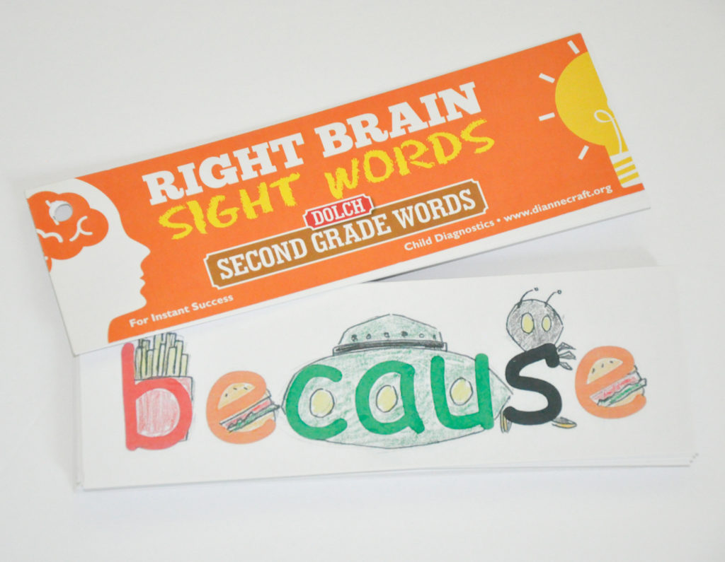 Right Brain Dolch Second Grade Sight Word Cards - Child Diagnostics